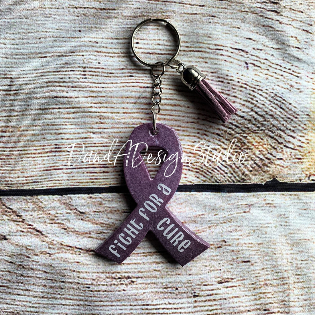 All Cancers Lavender Ribbon Keychain – D and A Design Studio